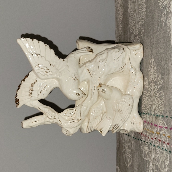 Vintage | Accents | Vintage Betson Hand Painted White Gold Bird Planter ...